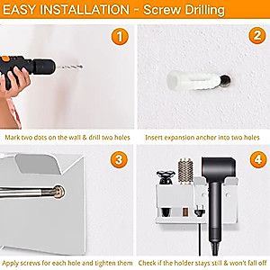 Hair Dryer Holder Wall Mounted, Metal Bathroom Hair Styling Tool Organizer Storage for Blow Dryer Straightener Flat Iron, Hot Hair Tool Holder