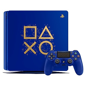 Playstation 4 Slim 1TB SSD Limited Edition Days of Play Blue Console with Controller Bundle Enhanced with Fast Solid State Drive (Renewed)