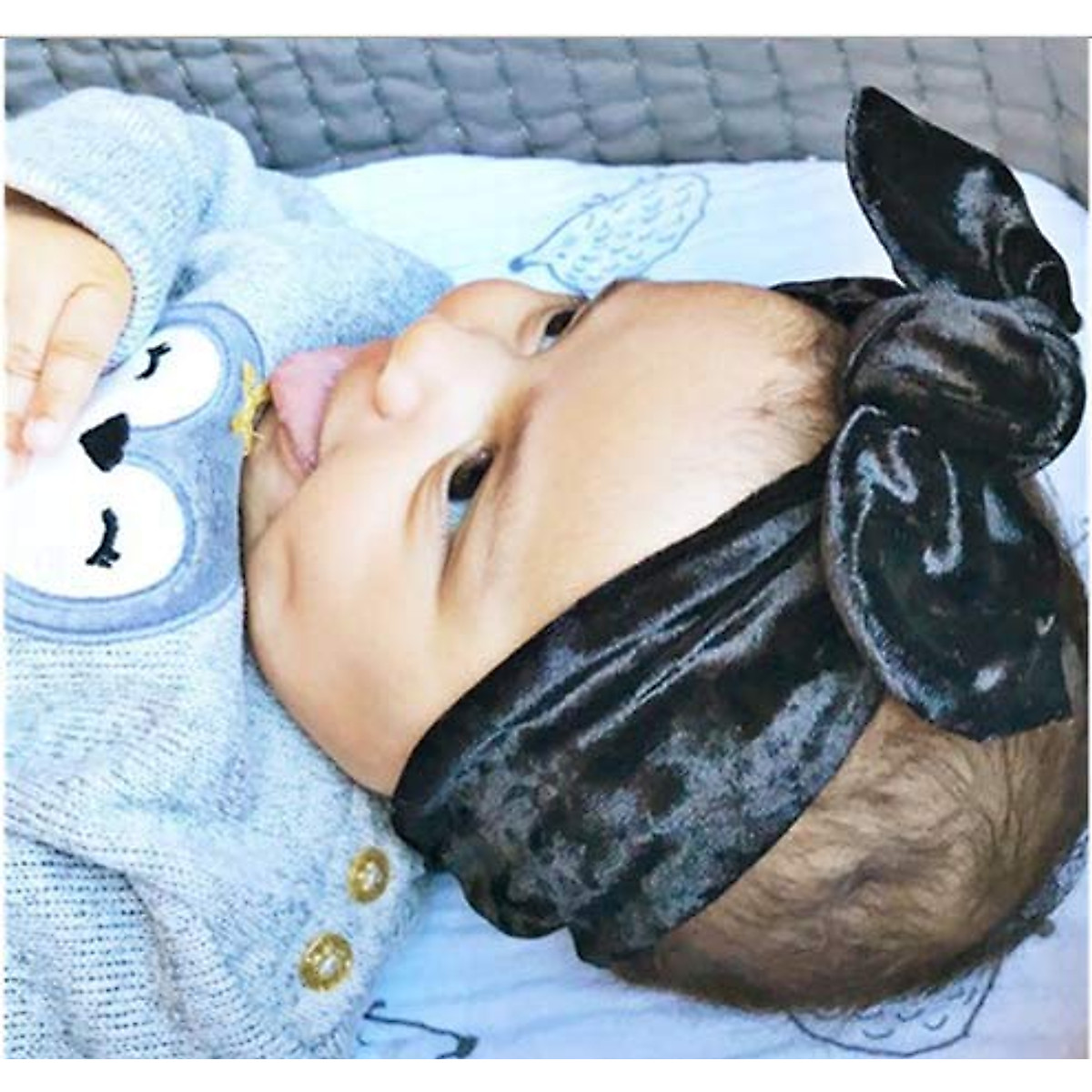 11 Pack Velvet Baby Girl Headbands with Hair Bows Knotted Headwraps 5" Bow Hair Bands for Babies Infant Newborn Kids