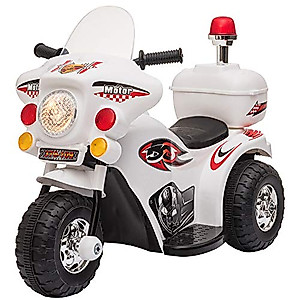 Aosom 6V Kids Motorcycle Dirt Bike Electric Battery-Powered Ride-On Toy Off-Road Street Bike with Music & Horn Buttons, Stable 3-Wheel Design, & Rear Storage Space, White