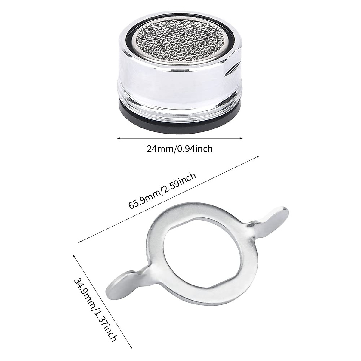 8 Pcs 2.2 GPMBathroom Sink Aerator, Stainless Steel Core Brass Shell Sink Aerator with Washers and Wrench 15/16-Inch 24 mm Male 2.2 GPM Threads Universal Faucet Aerator Standard Parts Replacement