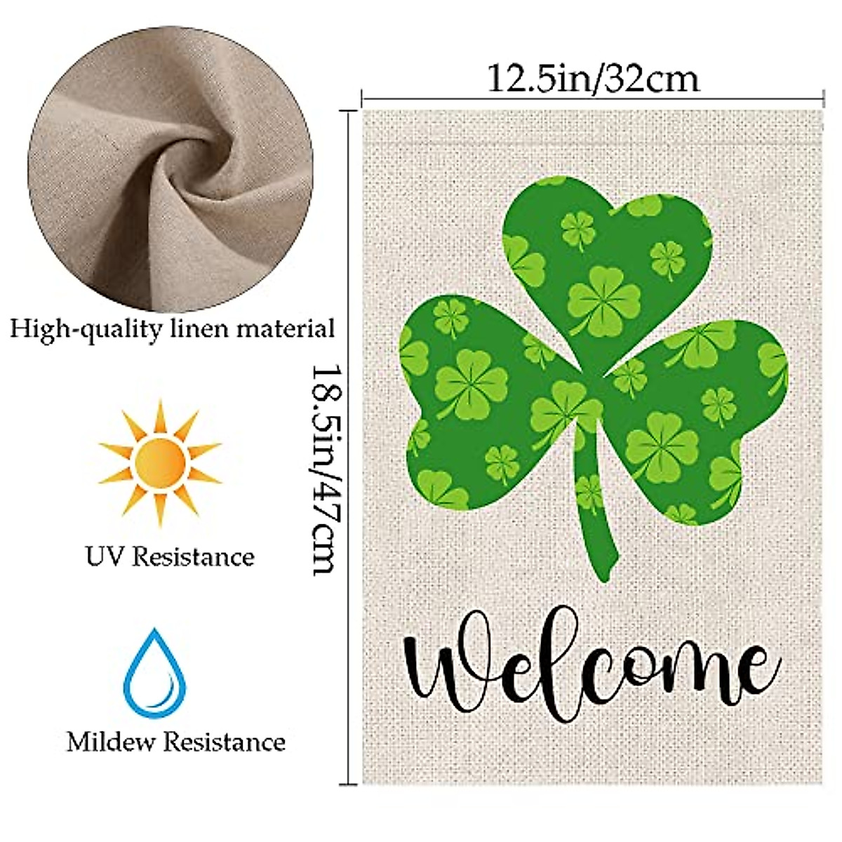 DmHirmg St. Patrick's Day Garden Flag Double-Sided Pattern Printing Weatherproof Garden Flag St. Patrick's Day Decoration for Home(2 Pack)