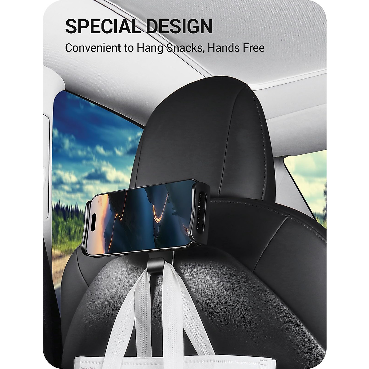 BASENOR 2025 Upgraded Tesla Model Y Model 3 Model S Model X LR/Plaid Tablet Holder Headrest Tablet Mount, 360° Adjustable Travel Rotation Tesla Car Headrest Stand Cradle Accessories