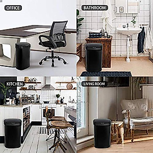 HCB Trash Can Automatic Waste Bin Mute Metal Garbage Can with Lid Stainless Steel 13 Gallon 50 Liter for Kitchen | Office | Bedroom | Bathroom | Living Room (Black)