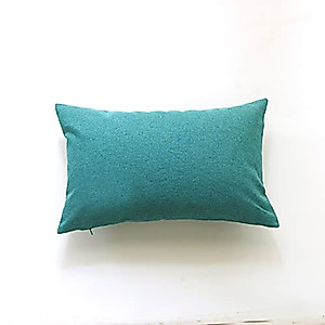 Pack of 2 Decorative Outdoor Waterproof Pillow Covers for Patio Tent Garden Balcony Farmhouse Sunbrella Outside Square Lumbar Pillow Cover Case 12*20 inch (Blue-Green)