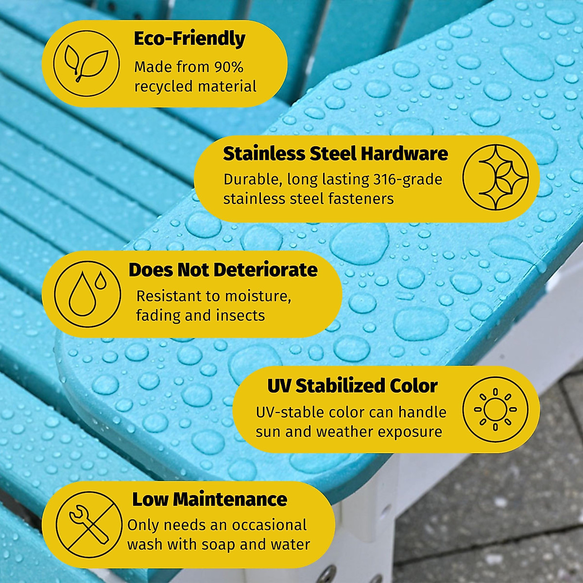 LuxCraft 5' Adirondack Double Glider Bench, 2 Person Glider Chair, Outdoor Glider Bench, Outdoor Loveseat Glider (Dove Gray on Black)