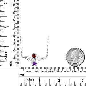 Gem Stone King 925 Sterling Silver Customized and Personalized Engraved Gemstone Birthstone 2 Heart Shape Pendant Necklace Promise Love Jewelry For Women with 18 Inch Silver Chain