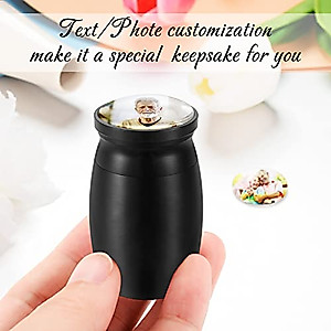 Photo Custom Small Urns for Human Ashes Mini Cremation Urns for Ashes Aluminium Picture Ashes Holder-Black