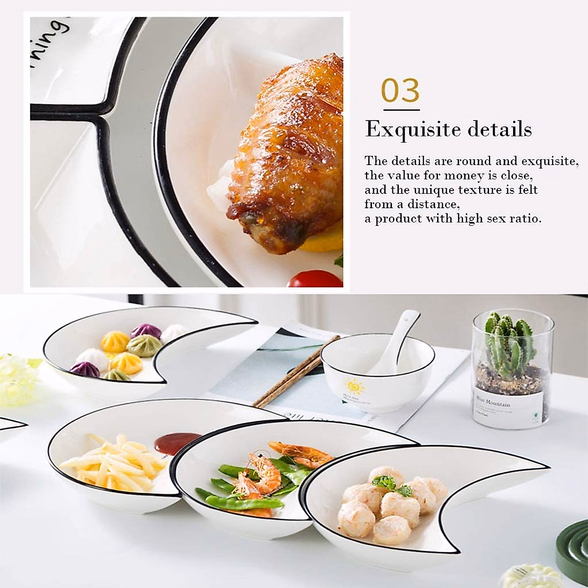 Dinnerware Set for 8 People Porcelain Tableware Dinner Sets White Plates and Bowls Sets Square Soup Dessert Plates Service Restaurant Kitchen and Family Party Use (Color : Package 4) (Package 1) (Pa