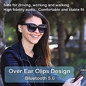 Mnvesz Wireless Open Ear Headphones, Wireless Bone Conduction Headphones Open Ear Clip Headphones Bluetooth, Clip On Wireless Earbuds Headphones Cycling Running Workout Ear Buds (Black)