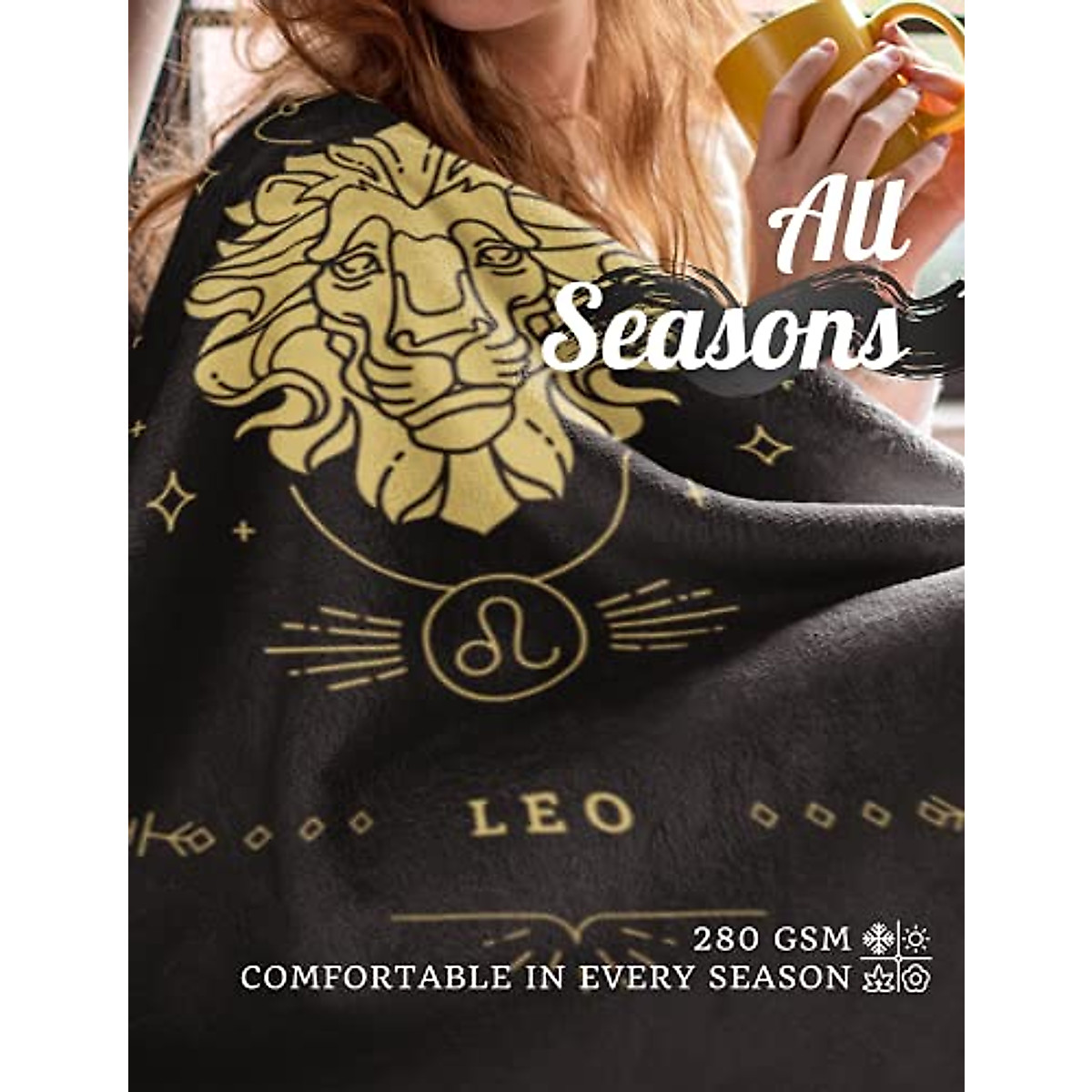 InnoBeta Leo Gifts Zodiac Astrology Sign Bed Flannel Blanket Throws, Birthday for Women Men, Constellation Gifts for Friends, Girlfriend, Wife (50"x 65")