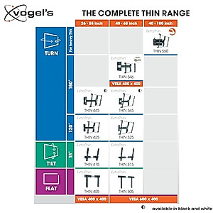 Vogel's THIN 405 flat TV wall mount for 26-55 inch TVs | Max. 55 lbs (25 kg) | Max. VESA 400x400 | Ultra slim TV wall mount | TÜV certified