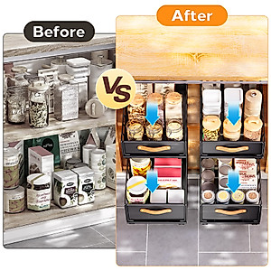 Pull out Cabinet Organizer Fixed with Adhesive Nano Film,Heavy Duty Slide out Pantry Shelves Drawer Storage,Sliding Mesh Cabinet Basket with Handle for Kitchen, Bathroom,Home,15.7"X 9.8"X 6.2"