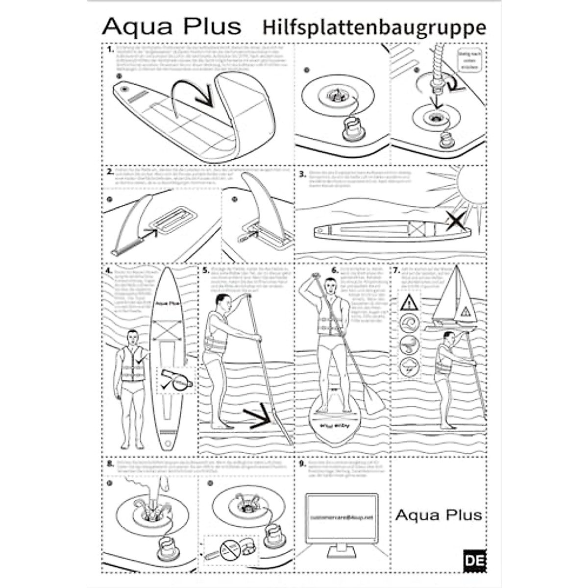 Aqua Plus Inflatable Stand Up Paddle Board High Pressure Double Action SUP Pump (Black, 63cm)