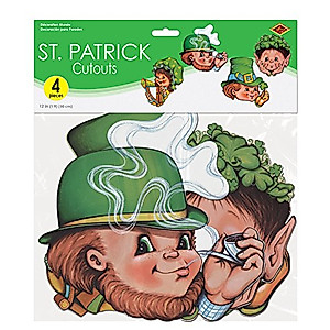 Beistle Leprechaun St. Patrick's Day Cutouts-4 Pcs, Multicolored