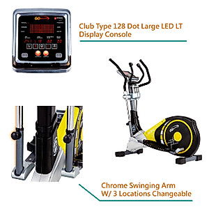 V-950X Extra Length Motorized 19" Stride Programmable Elliptical Cross Trainer - Cardio Fitness Strength Conditioning Workout for home use or gym (V-950X, Black/Yellow)