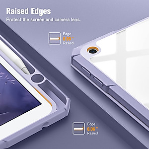 Fintie Hybrid Slim Case for iPad 9th / 8th / 7th Generation (2021/2020 / 2019) 10.2 Inch - [Built-in Pencil Holder] Shockproof Cover with Clear Transparent Back Shell, Lilac Purple