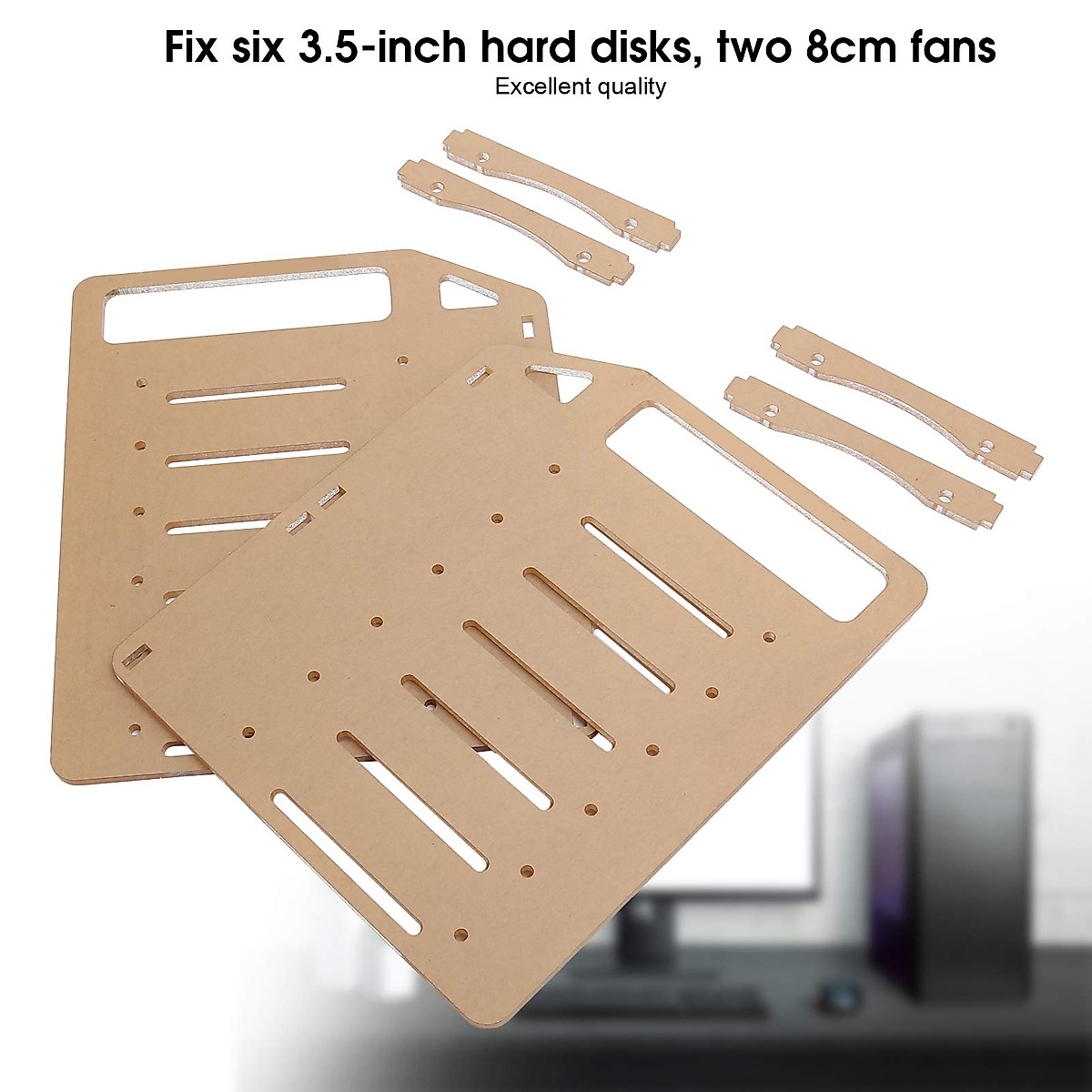 3.5in Hard Drive Bracket, Acrylic Hard Drive Bracket, DIY 3.5in Hard Disk Shelf HDD Transparent Cage, Support Fix Six 3.5 inch Hard Drives and Two 8cm Fans