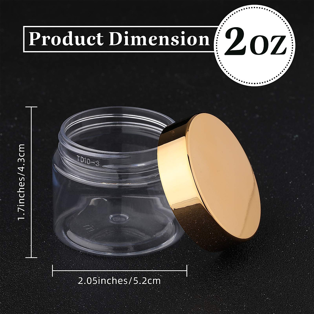 SATINIOR 36 Pieces Plastic Jars with Lids Round Clear Container Leak Proof Airtight Cosmetic Small Empty Jars for Lotions Ointments Travel Toiletries Creams Make up Storage(2 oz,Gold)