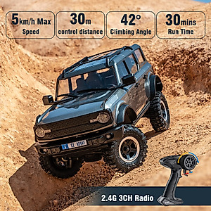 EAZYRC RC Crwaler 1/18 Scale Bronx RTR 4WD 2.4GHz RC Car Offroad Remote Control Car Model Vehicle RC Truck Electric Toy for Kids and Adults with LED Lights Transmitter Battery USB Charger Included
