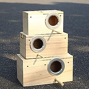 YJJKJ Pet Wood Parakeet Budgie Cockatiel Breeding Nesting Bird Avery Cage Box (S)