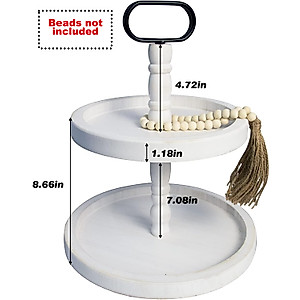 TNQNCFL Rustic 2 Tiered Tray Decor, Coffee Color, Wooden Material, Round Shape