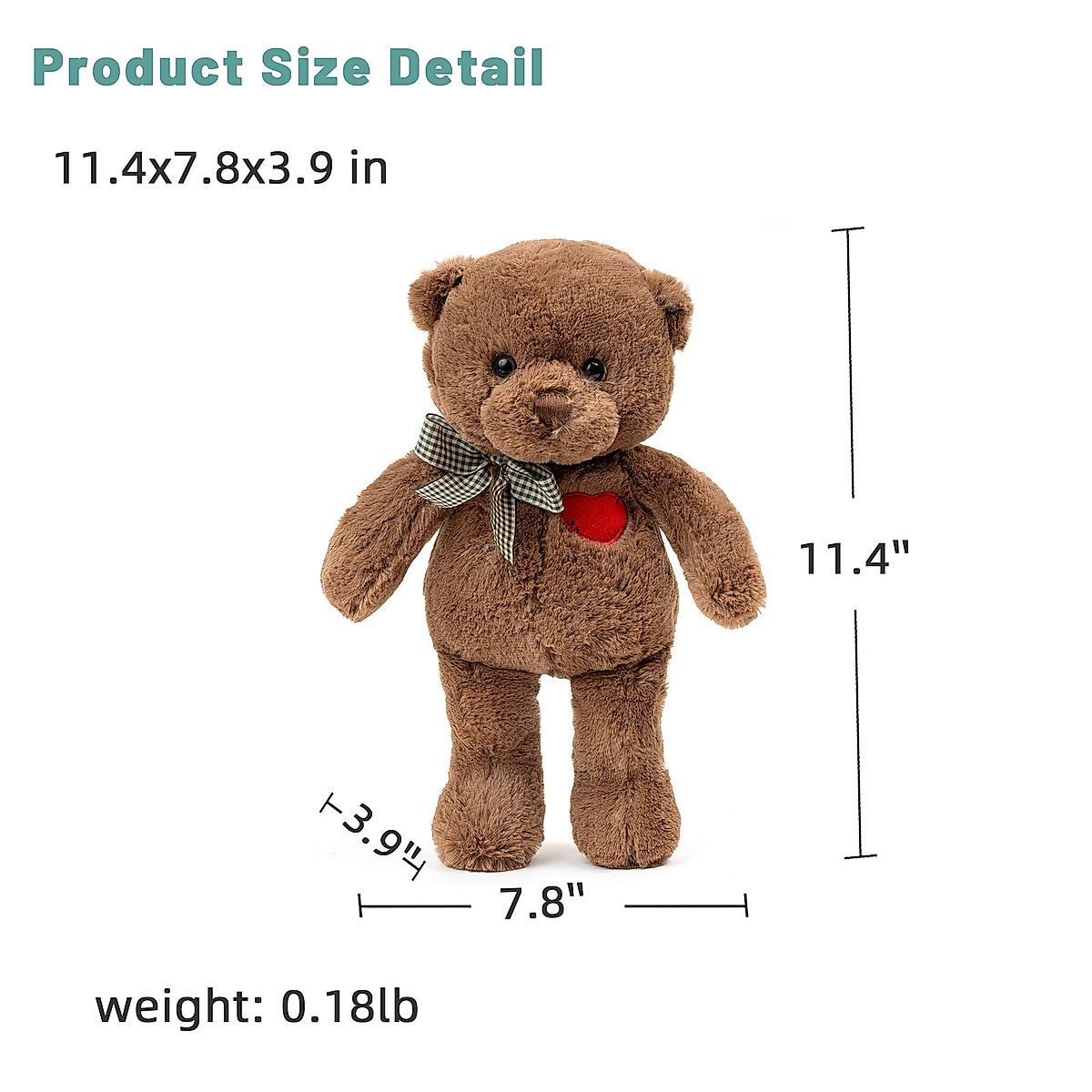 Adorlynetty 11.4” Small Teddy Bear with Heart Cute Brown Teddy Bear Stuffed Animals for Valentines Day Soft Bear Plushie Toy Stuffed Bear Plush Gifts for Girlfriend Kid