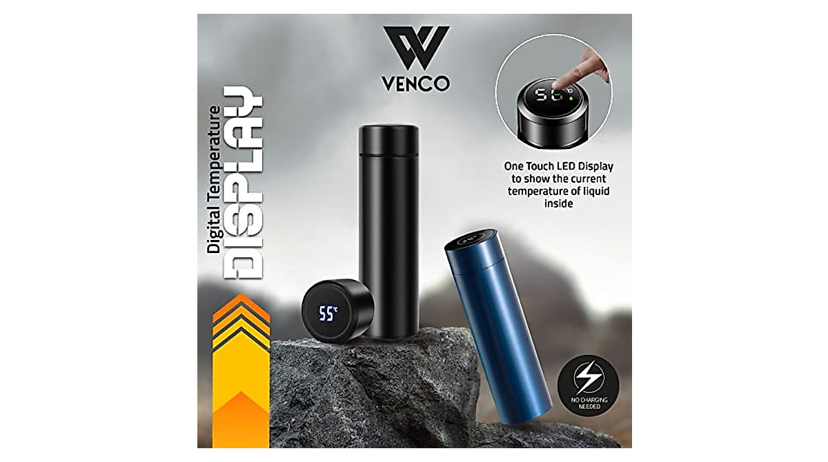 VENCO Smart Vacuum Flask with Digital Temp Control | 500ml Blue