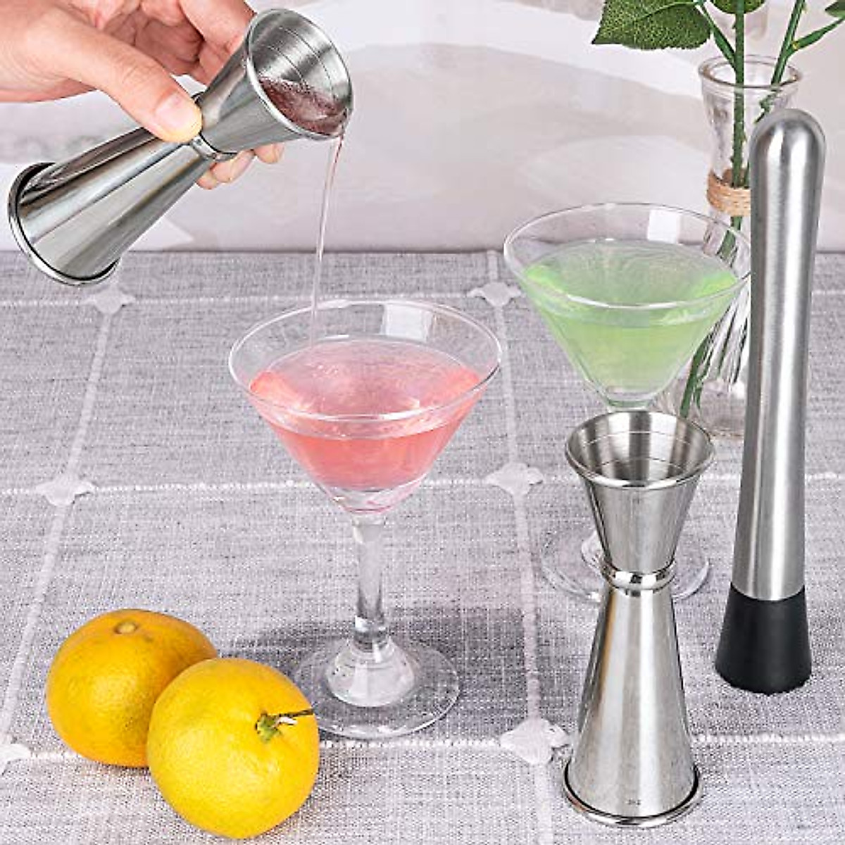 3PCS Double Jigger & Cocktail Jiggers Stainless Steel 1 Ounce X 2 Ounce Alcohol Measuring Tools