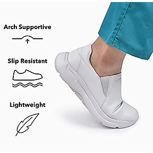 Sasuwa Nurse Shoes for Women Comfortable Slip Resistant Work Shoes White Nursing Shoes 8.5 (M) US