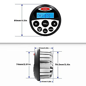 GUZARE Boat Marine Stereo Receiver Bluetooth - 45 x 4 Watts Audio AM FM Gauge Waterproof Radio Tuner Streaming for Boats Golf Cart ATV UTV and Spa Hot Tubs GR304
