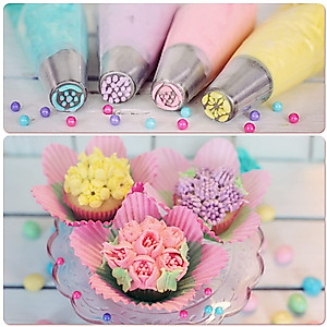 Cake Decorating Kit,488PCS-Piping Bags and Tips Set,Cake Decorating Supplies,Frosting Piping Kit,with 60 Piping Tips Cake Decorating Tools with Multi-Purpose 3-Layer Toolbox with Tray(Pink)