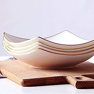 OUSIKA Plates 24.7 * 20.2 * 5.5cm Ceramic Square Dinner Plates, Dining Party Restaurant Serving Dish for Steak, Pizza, Salad, Pasta, Set of 4 Plate