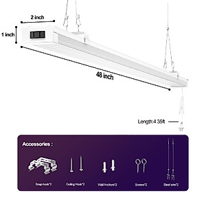 FAITHSAIL 5 Pack Linkable 4FT LED Shop Light, 40W, 4000 LM [Eqv.150W Fluorescent] 4000K LED Utility Light with Plug 48 Inch LED Garage Light Energy Saving Upto 1000KW/5Yrs(5Hrs/Day)-Hang & Flush Mount