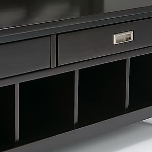 SIMPLIHOME Sea SOLID WOOD 48 inch Wide Entryway Storage Bench with Two Drawers with Metal Drawer Glides and Five Shoe Storage Cubbies, Multifunctional Transitional in Espresso Brown