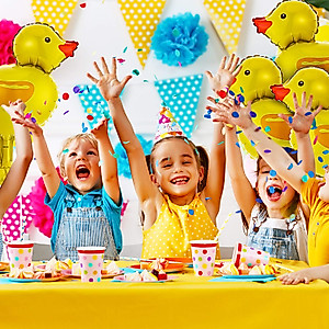 Gejoy 16 Pieces Mini Duck Balloon Foil Balloons with 2 Rolls Gold Ribbons for Birthday Baby Shower Party Decoration