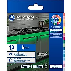 GE LED Tape Light, Indoor Plug-In Strip Light, Color Changing, 10-Feet