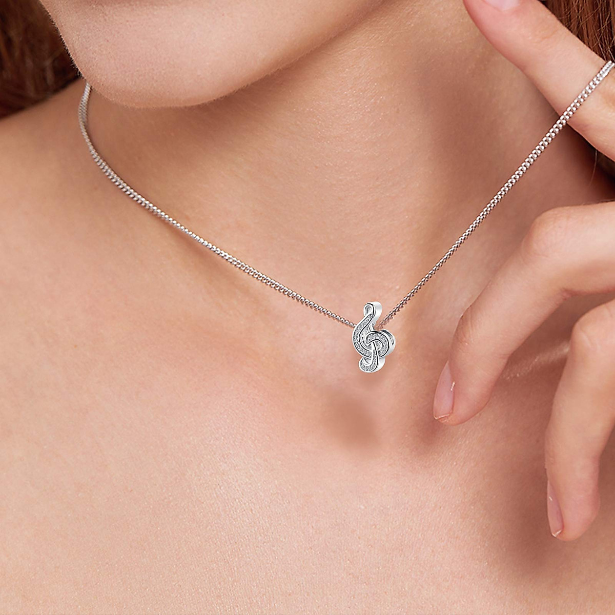 QeenseKc Treble Clef Music Cubic Zirconia Charm Bead for Pandora Charm Bracelet