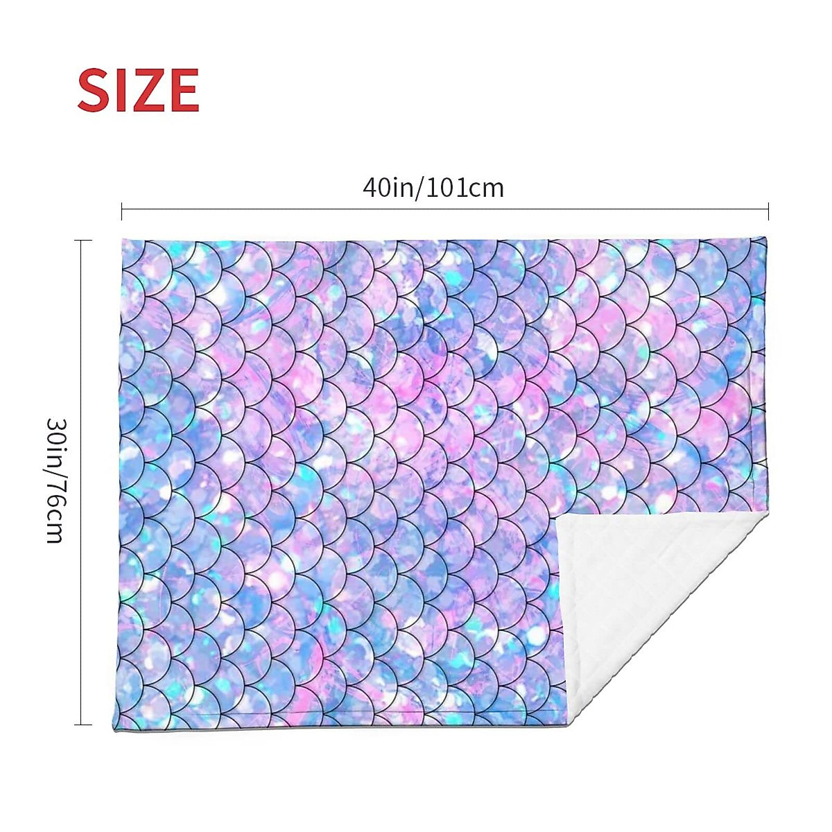 Mermaid Scales Baby Blanket for Girls Soft Plush Throw Blanket for Baby Girl, Toddler Newborn Nursery Bed Blanket Stroller Crib Shower Gift 40x30 Inches