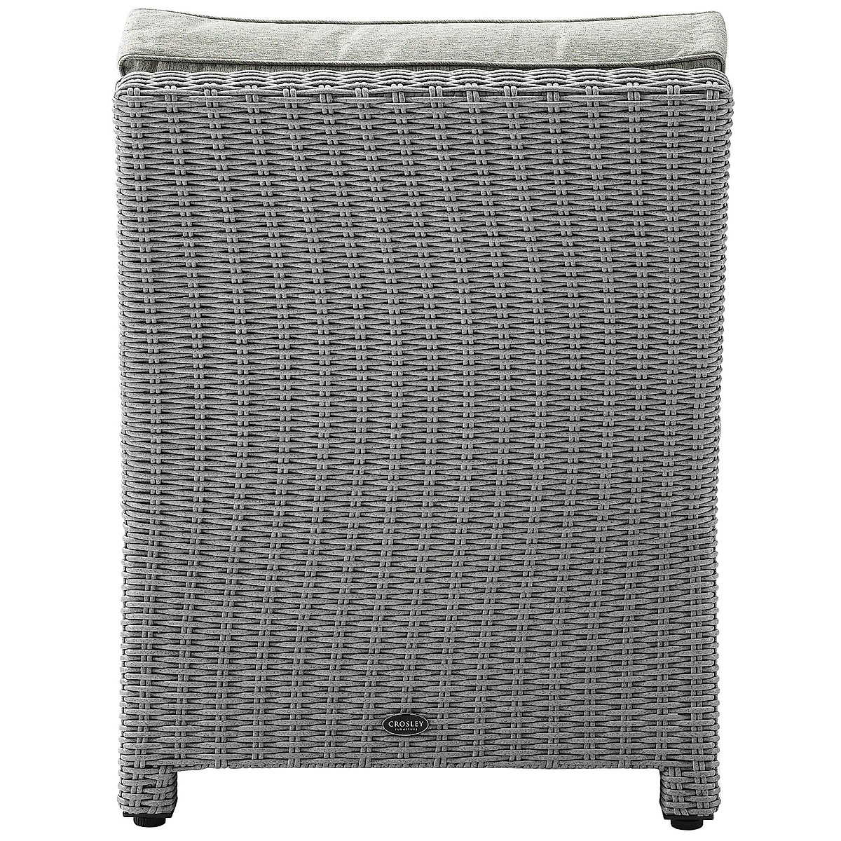 Crosley Furniture Bradenton Armless Outdoor Sectional Chair, Wicker Patio Chairs for Porch, Deck, Backyard, Gray with Gray Cushions