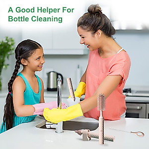 QIUXQIU Electric Bottle Brush Baby Bottle Brush Nipple Brush Straw Cleaner Brush,Rechargeable Battery Electric Baby Bottle Cleaner,for Pregnant Women and New Mom (Pink)