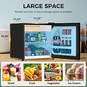 Antarctic Star Compact Refrigerator Mini Fridge with Freezer, Single Reversible Door, Dorm Fridge, Removable Glass Shelf, Defrost Button, for Bedroom, Office, Garage, 1.4 Cu. Ft, Black