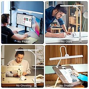 shlinux LED Desk Lamp, Desk Light with Flexible Gooseneck (White)