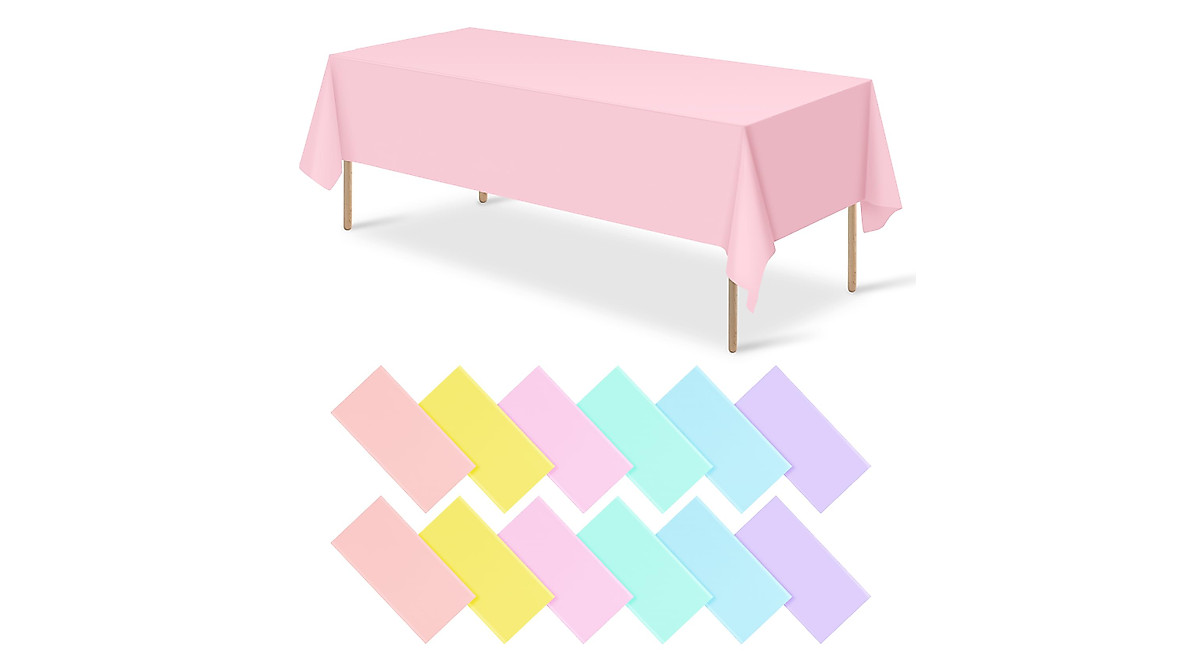 12Pcs Pastel Color Plastic Tablecloths for Parties and Events