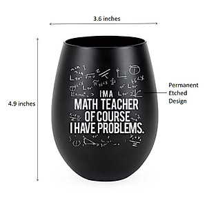 Valentines Day Gifts for Math Teacher, Math Teacher Funny Wine Glass Gift Set, Math Teacher Must Haves