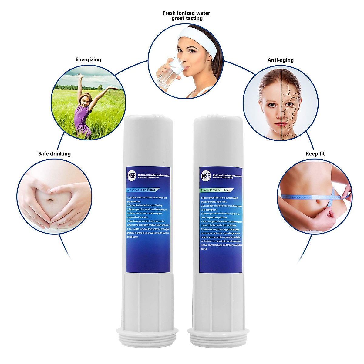 Replacement Internal Active Carbon Filter For Alkadrops PH2.5~11.2 Alkaline Water Ionizer Purifier Machine Only