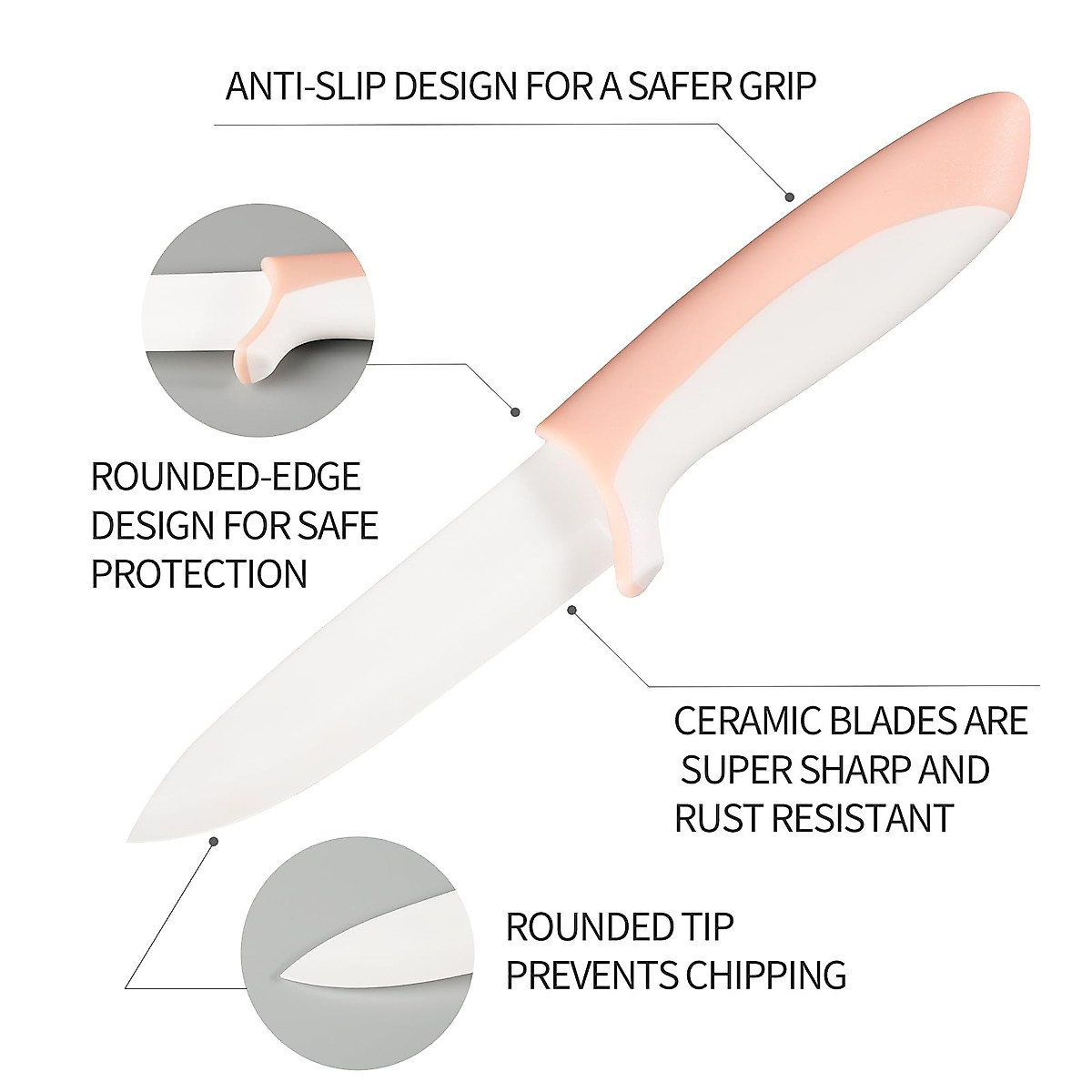 YSTKC Ceramic Fruit Knife 4 Inch Ceramic Knife Kitchen Pink Ceramic Knife Sharp Ceramic Paring Knife with Handle for Mother's Day Father's Day Christmas Wedding Gifts Birthday Gifts Thanksgiving