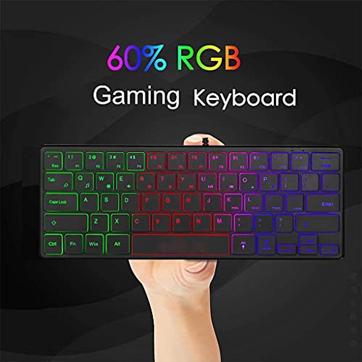 Mechanical Gaming Keyboard,MingSheng USB Wired 60% Compact Keyboard 64 Keys Small Portable Gaming Office Mute RGB Backlit Mechanical Keyboard for PC Gamers