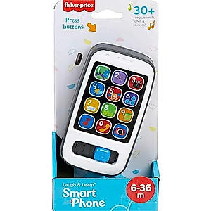 Fisher-Price Laugh & Learn Baby & Toddler Toy Smart Phone with Music Lights & Learning Songs for Ages 6+ Months, Gray