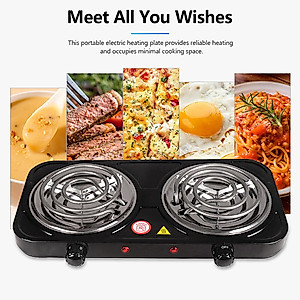 Timoau Electric Countertop Burner, Double Burner, 2000W Induction Cooktop, Portable Electric Hot Plate, 5 Level Adjustable Temperature Control Cooking Ranges for Home Dorm Camping Cooking